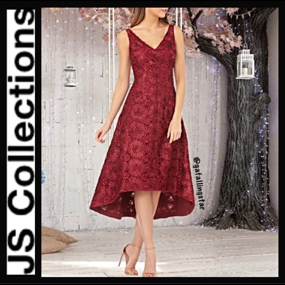 JS Collections | Dresses | Js Collections Metallic Ribbon Lace Formal ...